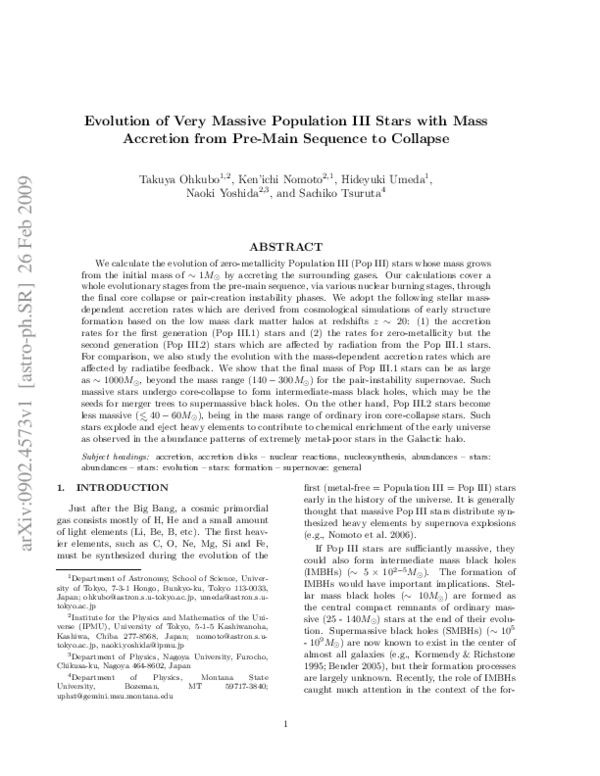 (PDF) Evolution of Very Massive Population III Stars with Mass ...