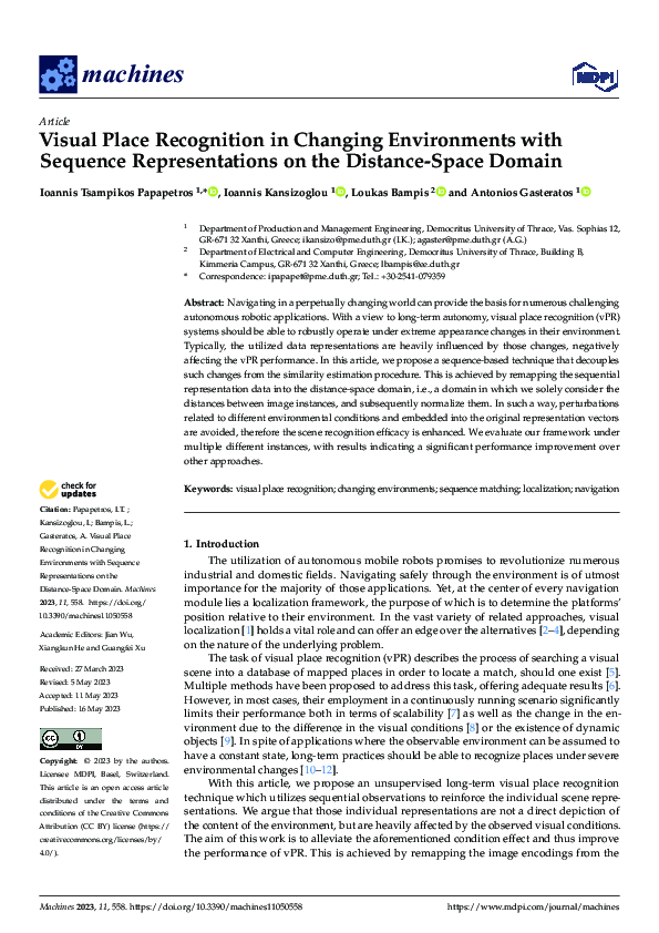 (PDF) Visual Place Recognition in Changing Environments with Sequence ...
