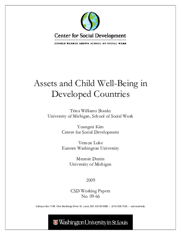 (PDF) Assets and child well-being in developed countries