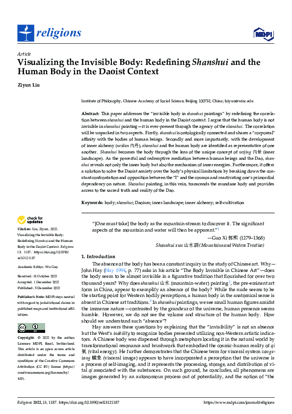 (PDF) Visualizing the Invisible Body: Redefining Shanshui and the Human Body in the Daoist Context