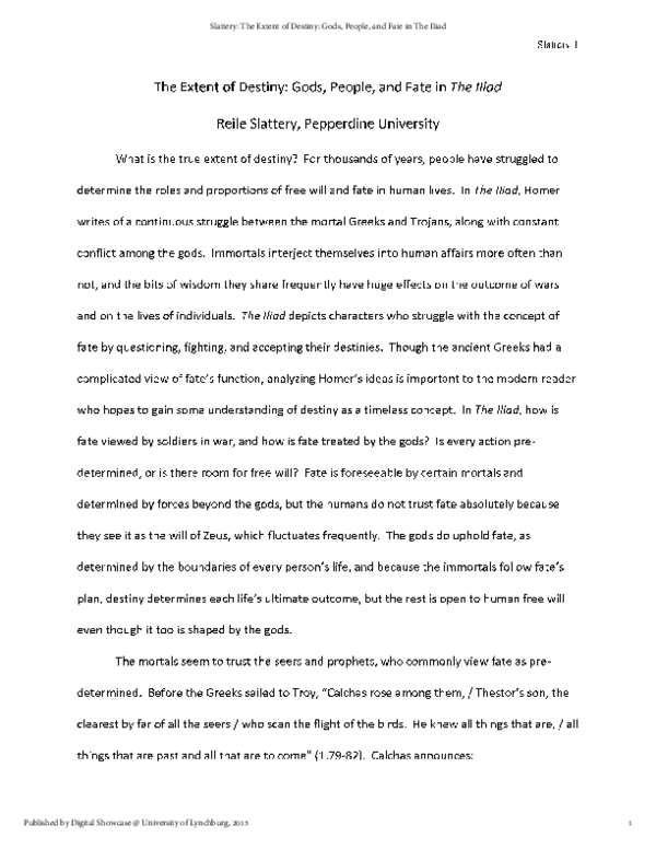 (PDF) The Extent of Destiny: Gods, People, and Fate in The Iliad