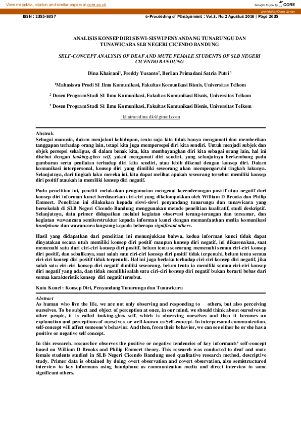 (PDF) Analisis Konsep Diri Siswi-Siswi Penyandang Tunarungu Dan Tunawicara SLB Negeri Cicendo ...