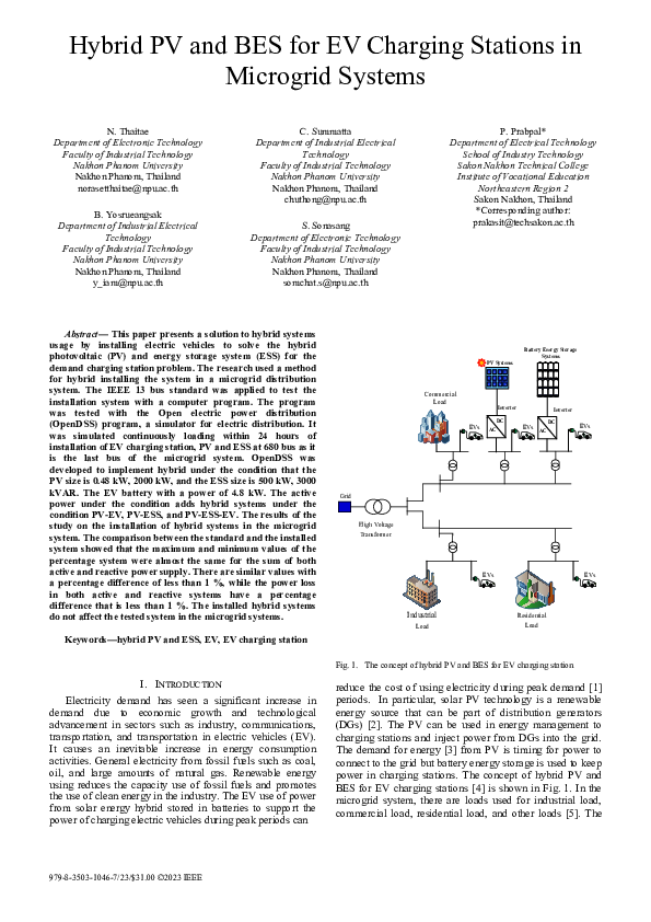 (PDF) Hybrid PV and BES for EV Charging Stations in Microgrid Systems