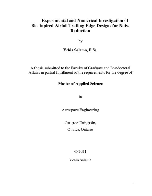 Pdf Experimental And Numerical Investigation Of Bio Inspired Airfoil Trailing Edge Designs For