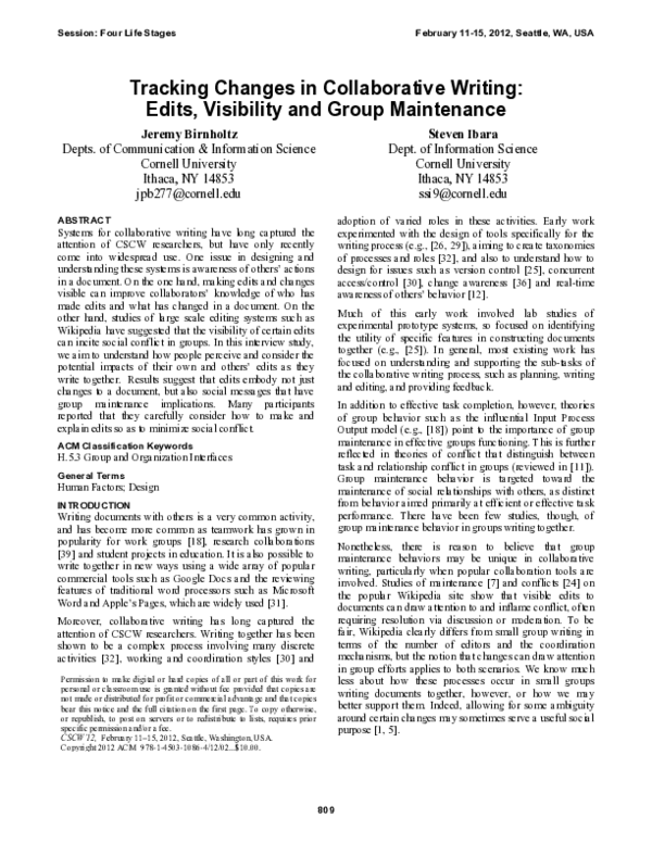 (PDF) Tracking changes in collaborative writing