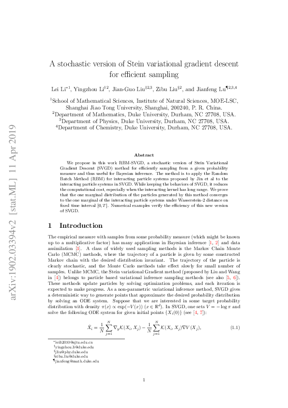 Pdf Stochastic Stein Variational Gradient Descent