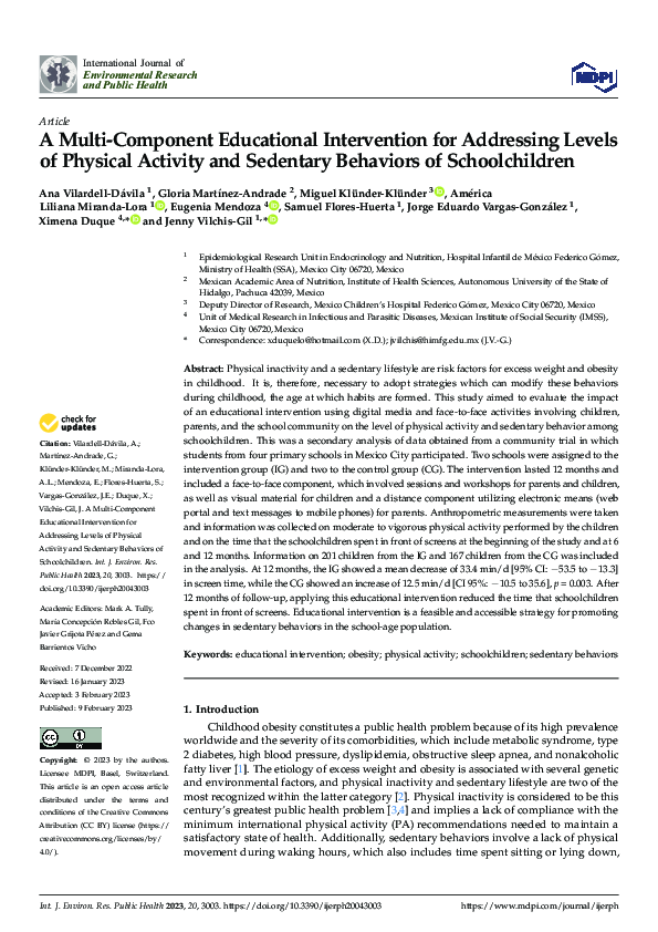 (PDF) Educational Intervention for Schoolchildren's Activity