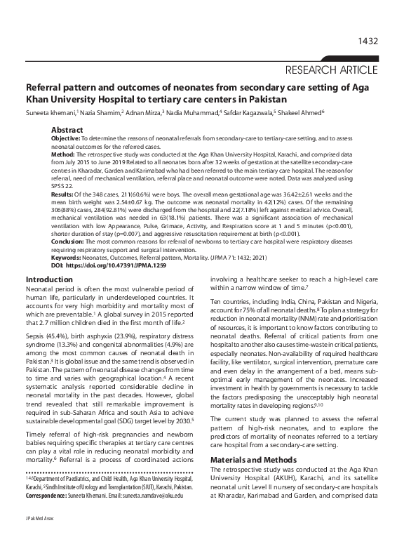 (PDF) Referral Pattern and Outcomes of Neonates from Secondary Care ...