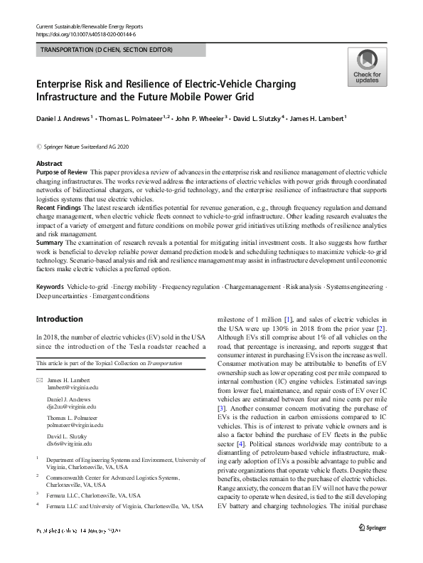 (PDF) Enterprise Risk and Resilience of Electric-Vehicle Charging ...