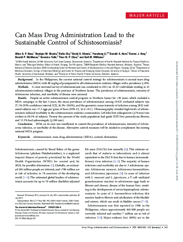 (PDF) Can Mass Drug Administration Lead to the Sustainable Control of ...