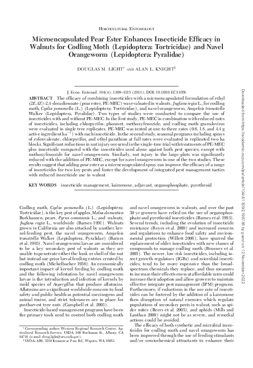 (PDF) Microencapsulated Pear Ester Enhances Insecticide Efficacy in ...