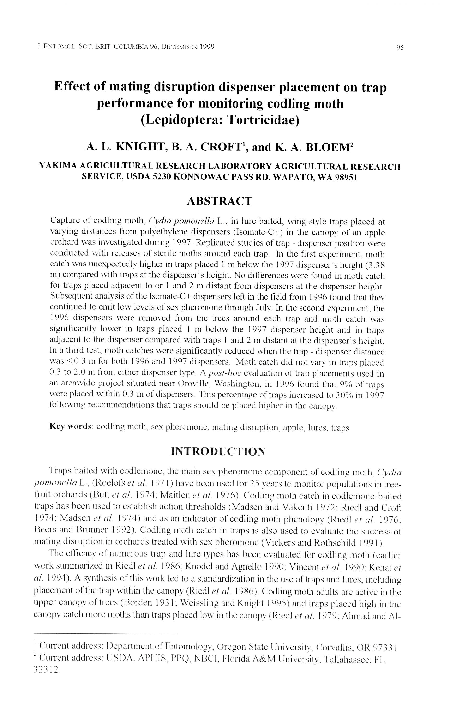 (PDF) Effect of mating disruption dispenser placement on trap ...