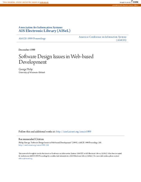 (PDF) Software Design Issues in Web-based Development