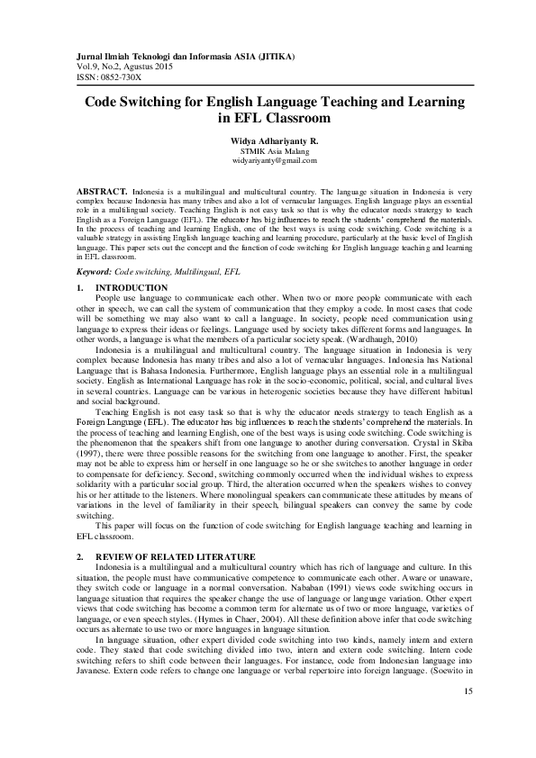 (PDF) Code Switching for English Language Teaching and Learning in EFL ...