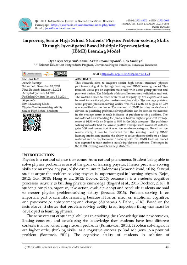 (PDF) Improving Senior High School Students’ Physics Problem-solving Skills Through Investigated ...