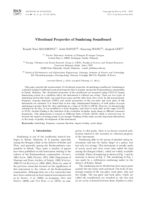 (PDF) Vibrational Properties of Sundatang Soundboard