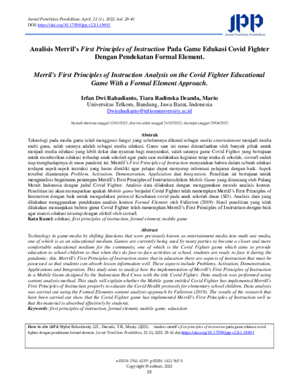 (PDF) Analisis Merril’s First Principles of Instruction Pada Game ...