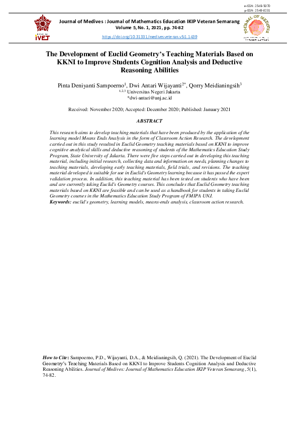 (PDF) The Development of Euclid Geometry’s Teaching Materials Based on KKNI to Improve Students ...