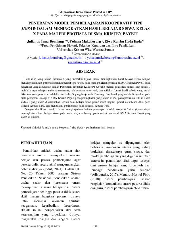 (PDF) Penerapan Model Pembelajaran Kooperatif Tipe Jigsaw Dalam Meningkatkan Hasil Belajar Siswa ...