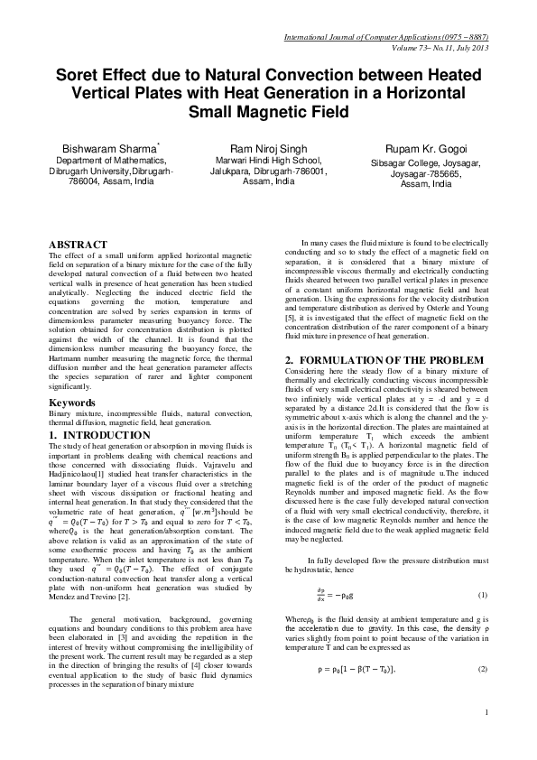 (PDF) Soret Effect due to Natural Convection between Heated Vertical ...