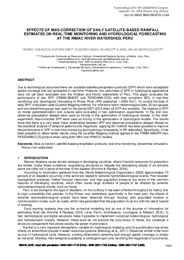 Pdf Effects Of Bias Correction Of Daily Satellite Based Rainfall Estimates On Real Time