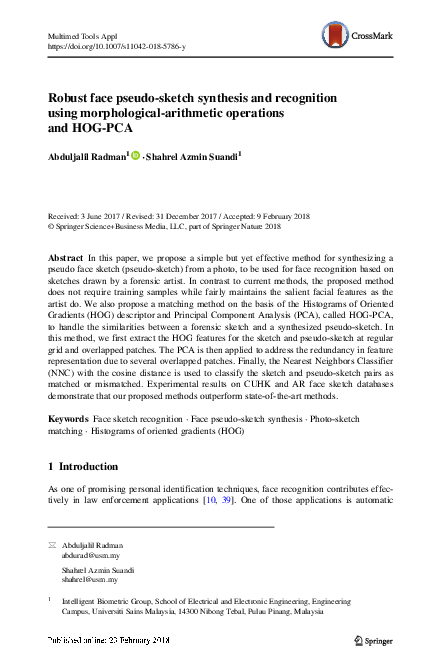 (PDF) Robust face pseudo-sketch synthesis and recognition using morphological-arithmetic ...