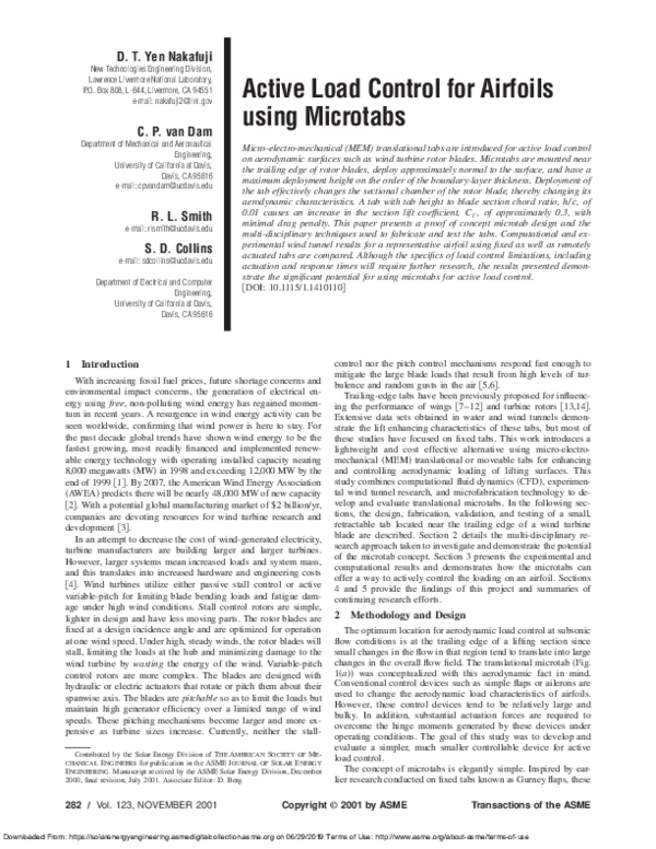 (PDF) Active Load Control for Airfoils using Microtabs