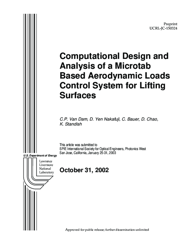 (PDF) Computational Design and Analysis of a Microtab Based Aerodynamic ...