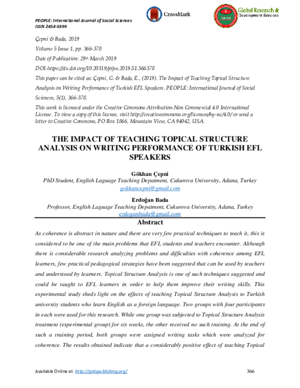 (PDF) The Impact of Teaching Topical Structure Analysis on Writing ...