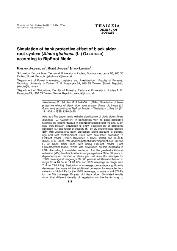 (PDF) Simulation of bank protective effect of black alder root system ...