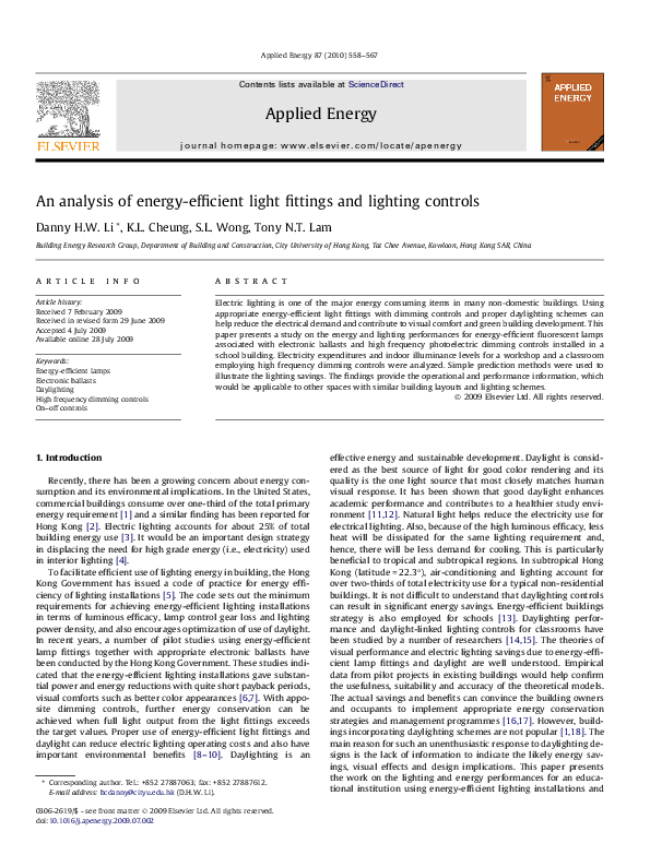 (PDF) An analysis of energy-efficient light fittings and lighting ...