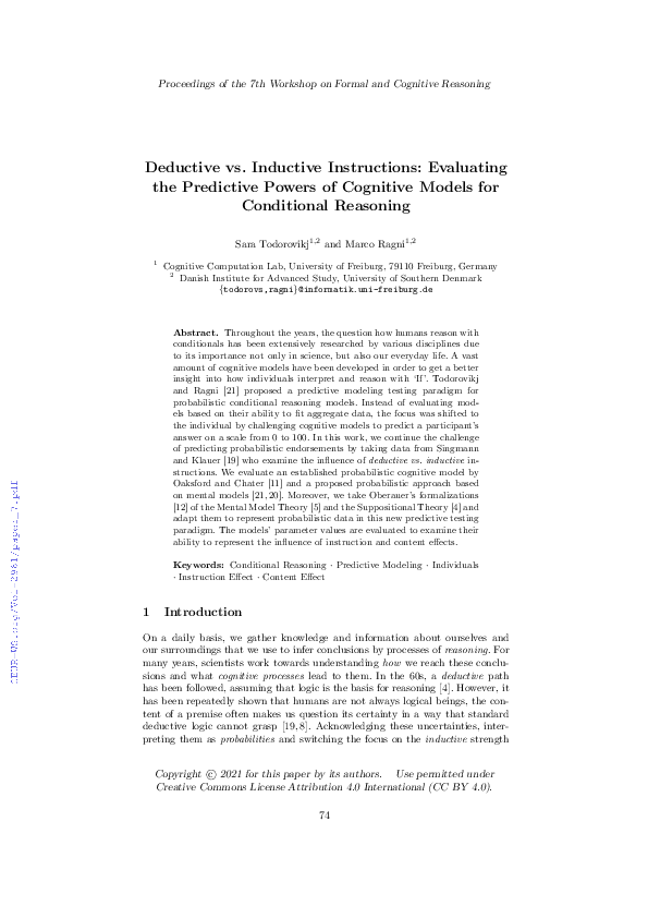 (PDF) Deductive vs. Inductive Instructions: Evaluating the Predictive Powers of Cognitive Models ...