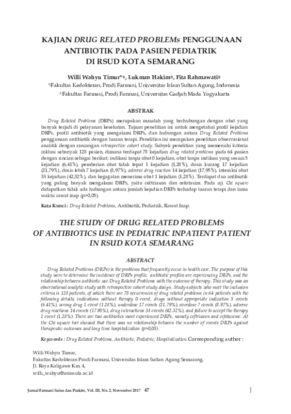 (PDF) KAJIAN DRUG RELATED PROBLEMs PENGGUNAAN ANTIBIOTIK PADA PASIEN ...