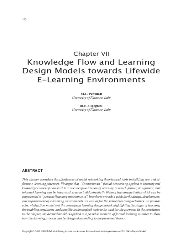(PDF) Knowledge Flow and Learning Design Models towards Lifewide E-Learning Environments