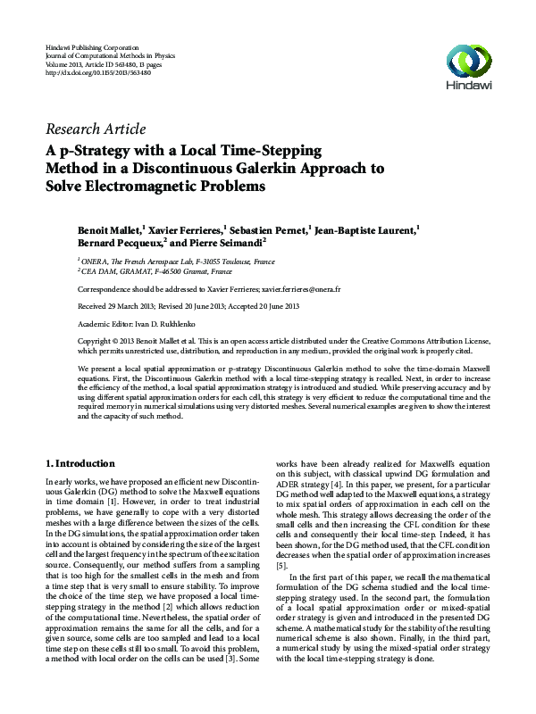 (PDF) A p-Strategy with a Local Time-Stepping Method in a Discontinuous Galerkin Approach to ...