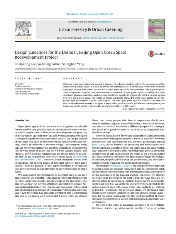 (PDF) Design guidelines for the Dashilar, Beijing Open Green Space ...
