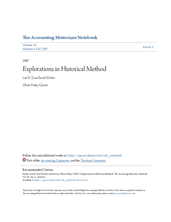 (PDF) Explorations in Historical Method