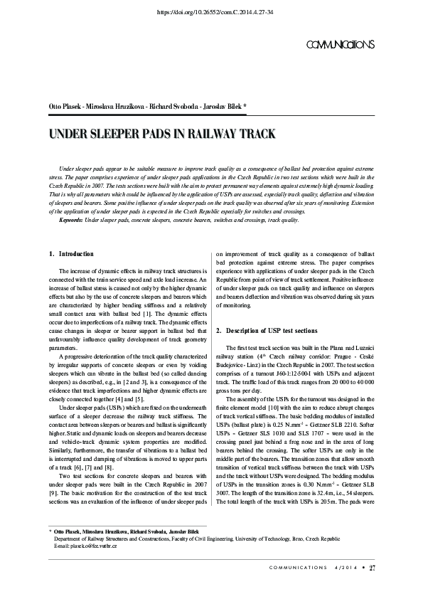 (PDF) Under Sleeper Pads in Railway Track
