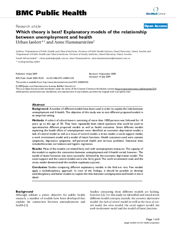 (PDF) Which theory is best? Explanatory models of the relationship ...