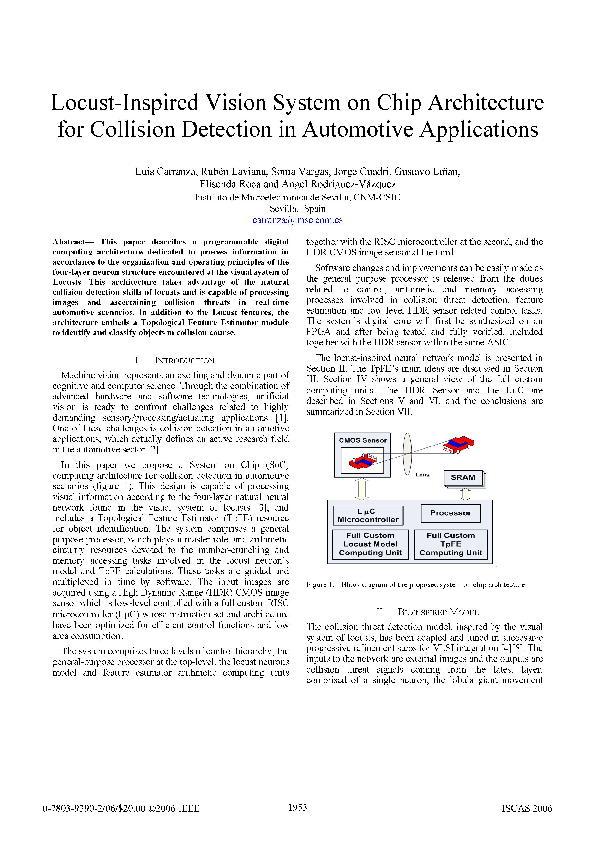 (PDF) Locust-inspired vision system on chip architecture for collision ...