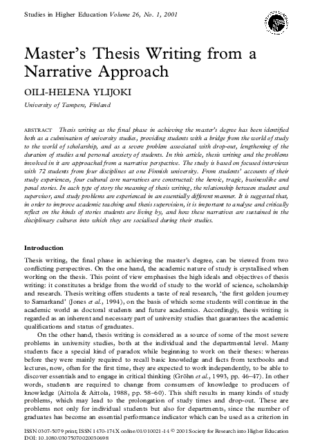 (PDF) Master's Thesis Writing from a Narrative Approach