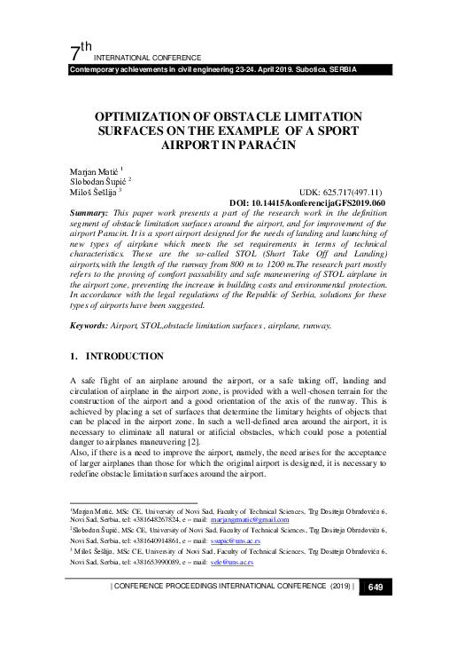 (PDF) Optimizacija Zona Sigurnosti Na Primeru Sportskog Aerodroma U ...
