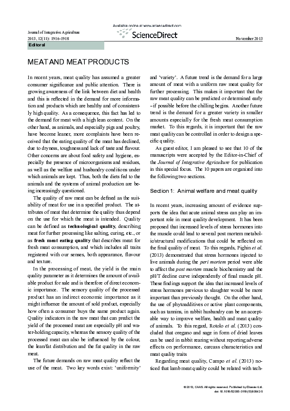 (PDF) Meat and Meat Products