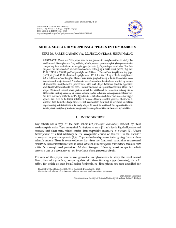 (PDF) Skull Sexual Dimorphism Appears in Toy Rabbits