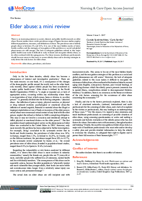 (PDF) Elder abuse: A Mini Review