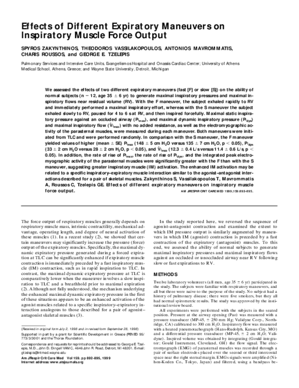 (PDF) Effects of Different Expiratory Maneuvers on Inspiratory Muscle ...