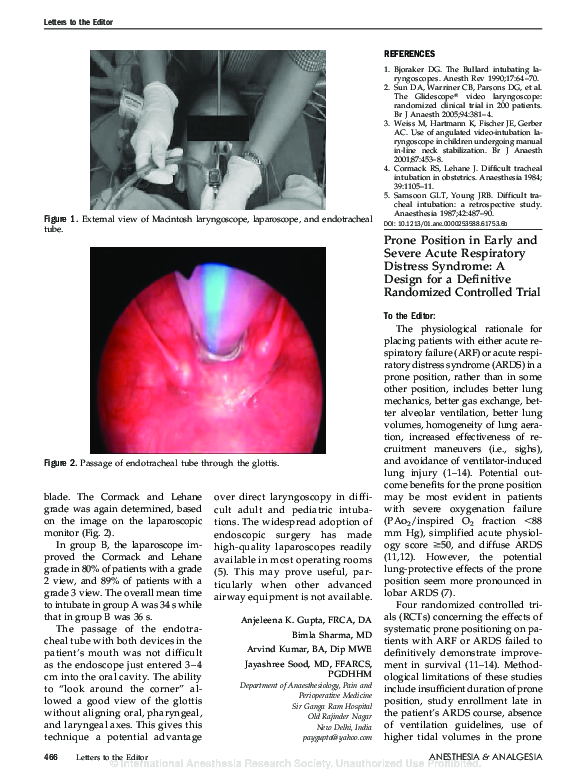(PDF) Prone Position in Early and Severe Acute Respiratory Distress ...