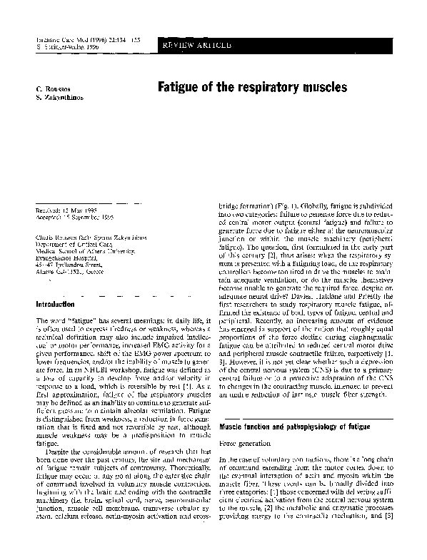 (PDF) Fatigue of the respiratory muscles