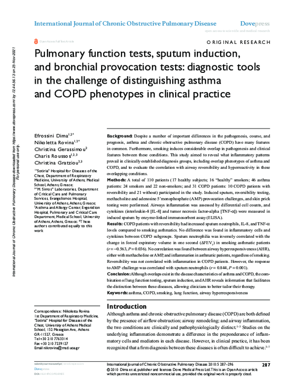 (PDF) Pulmonary function tests, sputum induction, and bronchial ...
