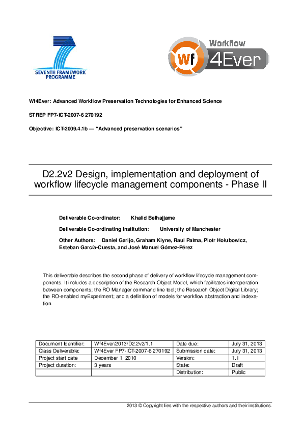 (PDF) D2. 2v2 Design, implementation and deployment of workflow ...